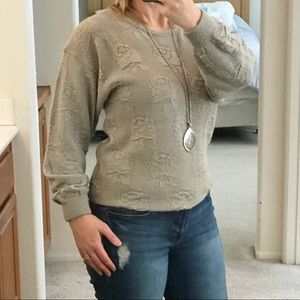 Vintage | Sweaters | Vintage Grey And Silver Floral Knit Sweater 8s ...